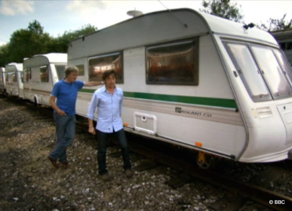 Top Gear turns Bailey Pageant caravan into train carriage